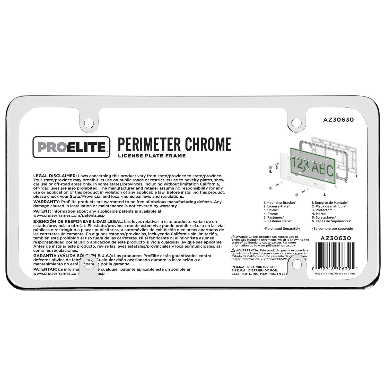 ProElite Chrome Perimeter License Plate Frame | AutoZone