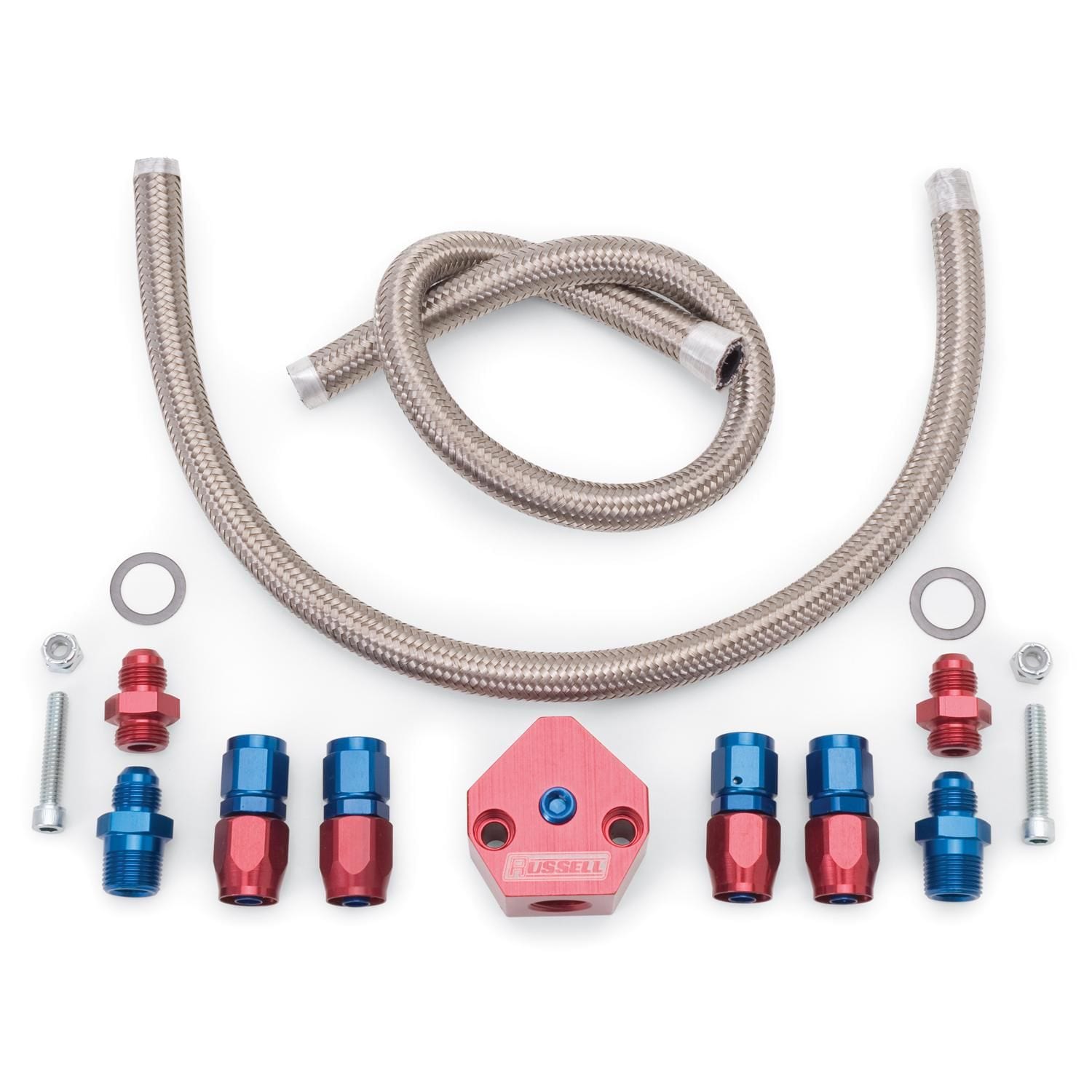 Russell 3/8in NPT Female Y Block Inlet and Outlet -6AN Proflex Hose ...
