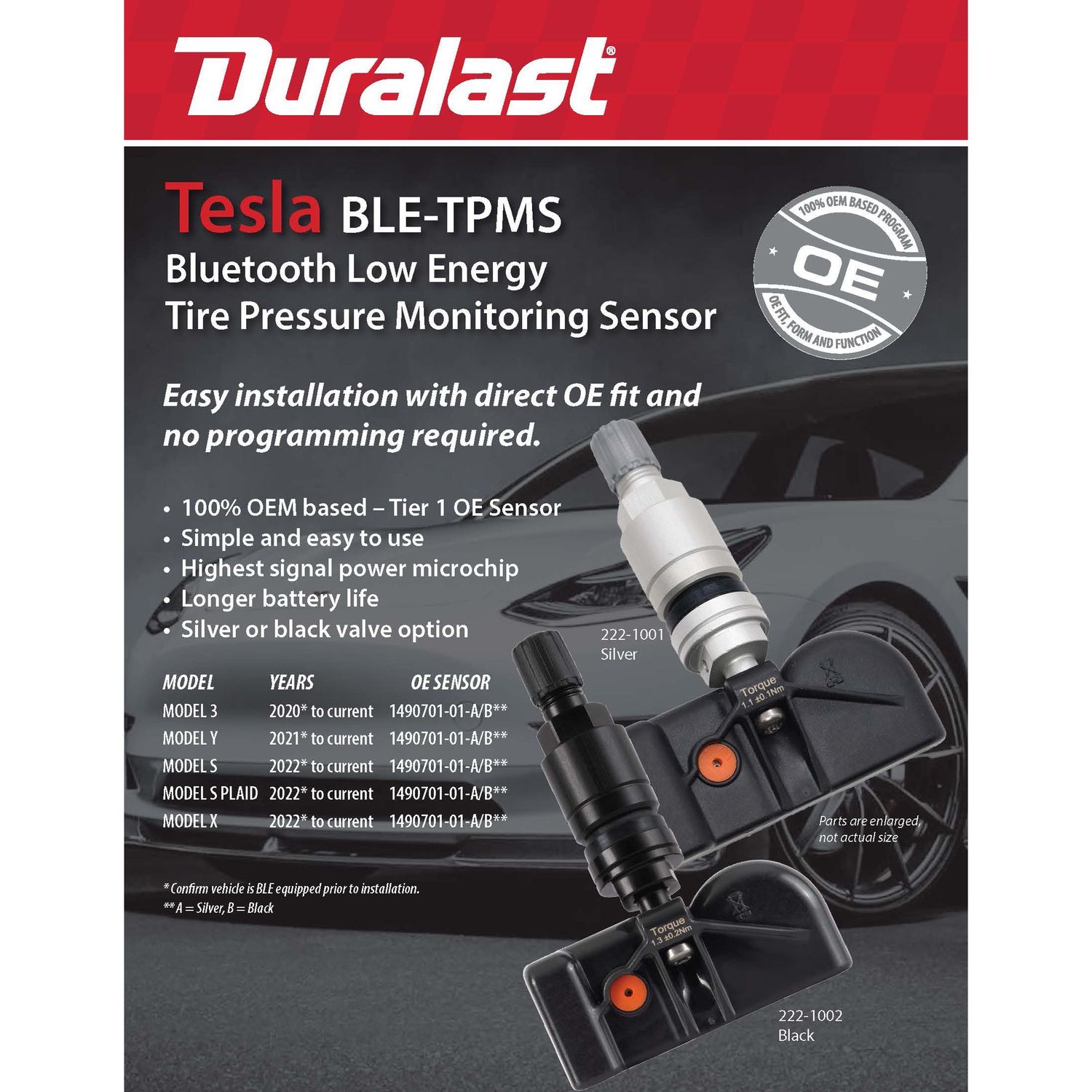 Duralast Tire Pressure Monitoring System (TPMS) Sensor TPMSDL1001