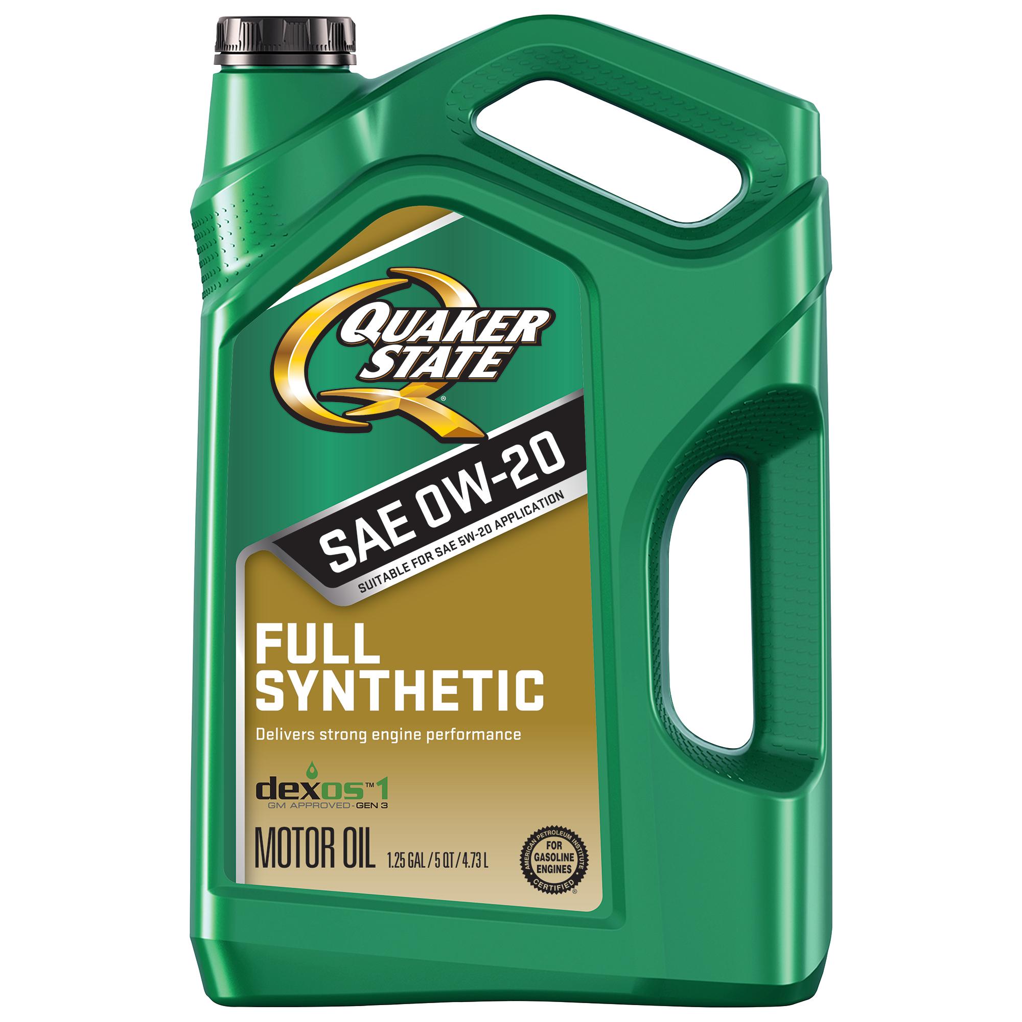 Quaker State Ultimate Durability Full Synthetic 0W-20 Motor Oil 5 Quart ...