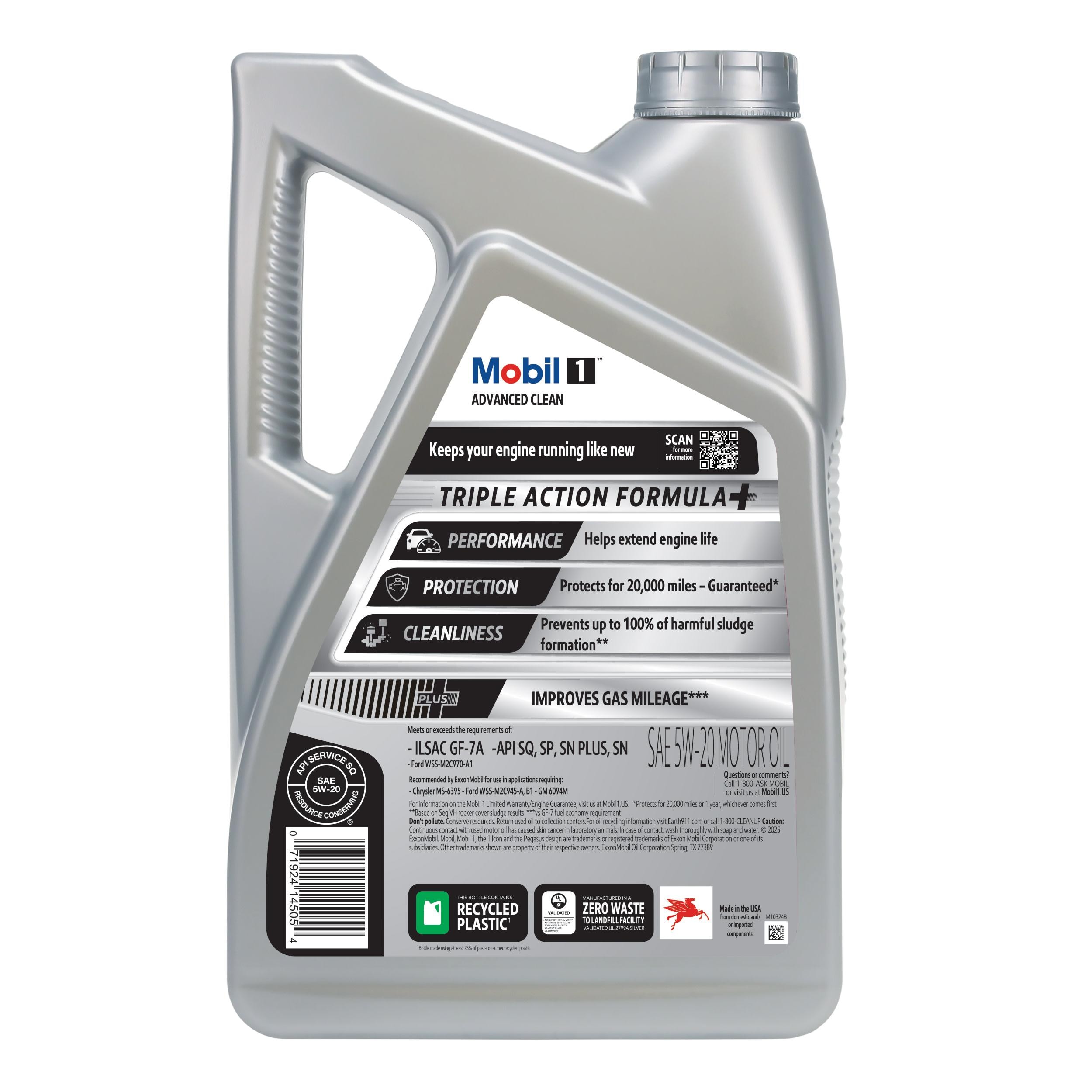 Mobil 1 Advanced Clean Full Synthetic 5W-20 Motor Oil 5 Quart | AutoZone