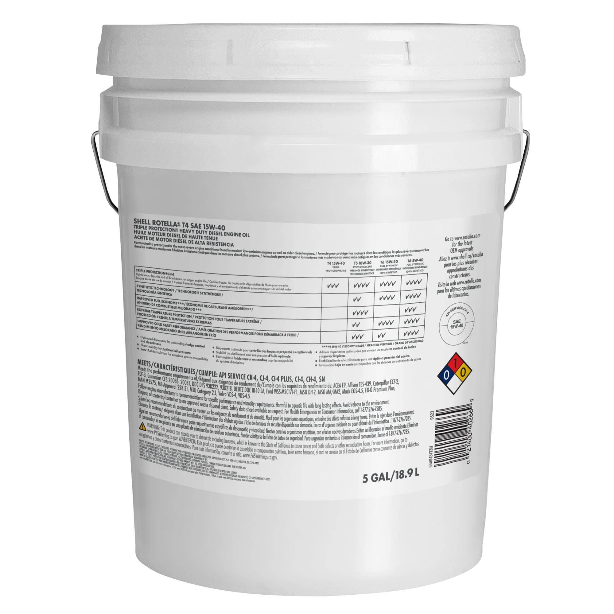 Shell ROTELLA T4 Triple Protection Diesel Conventional Engine Oil 15W ...