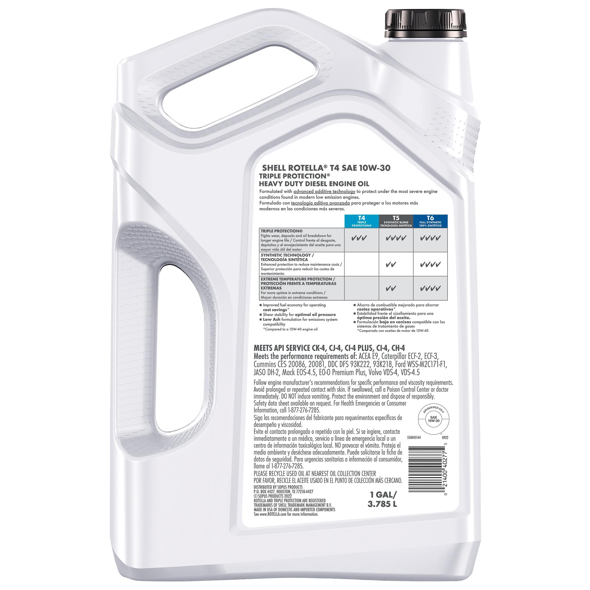 Shell ROTELLA Triple Protection Diesel Engine Conventional 10W-30 Motor ...