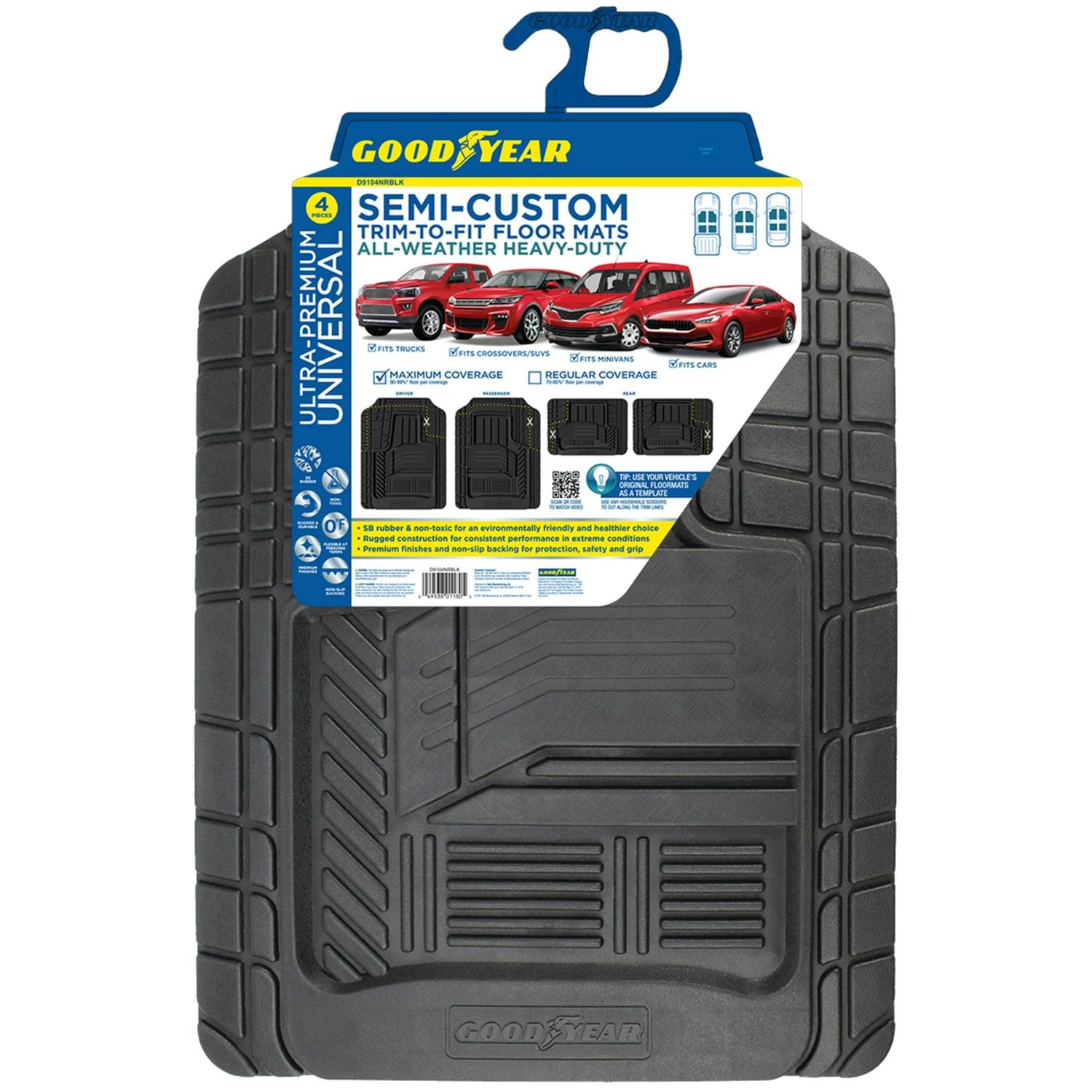 Goodyear Black Diamond Rubber Floor Mats 4 Piece | AutoZone