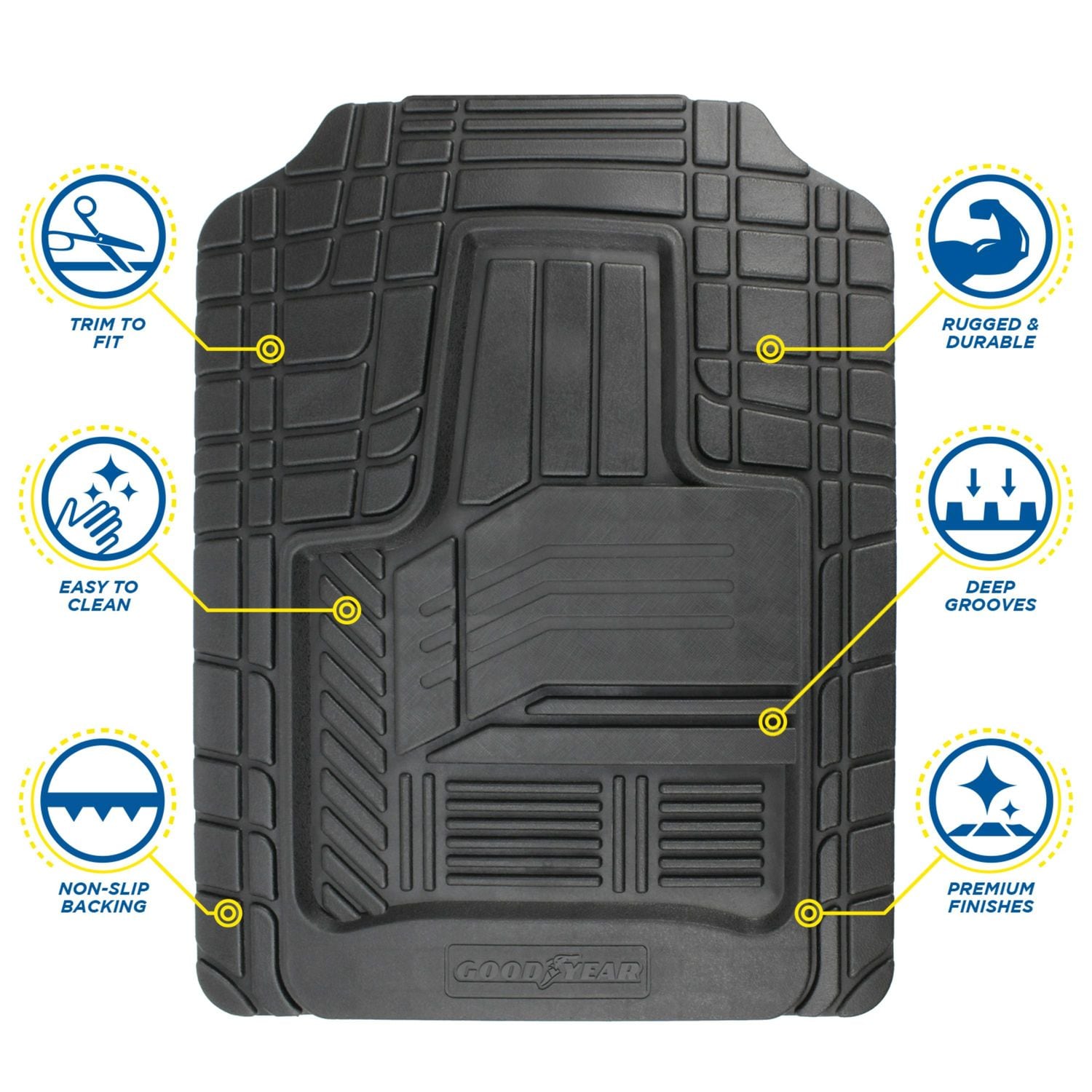 Goodyear Black Diamond Rubber Floor Mats 4 Piece | AutoZone