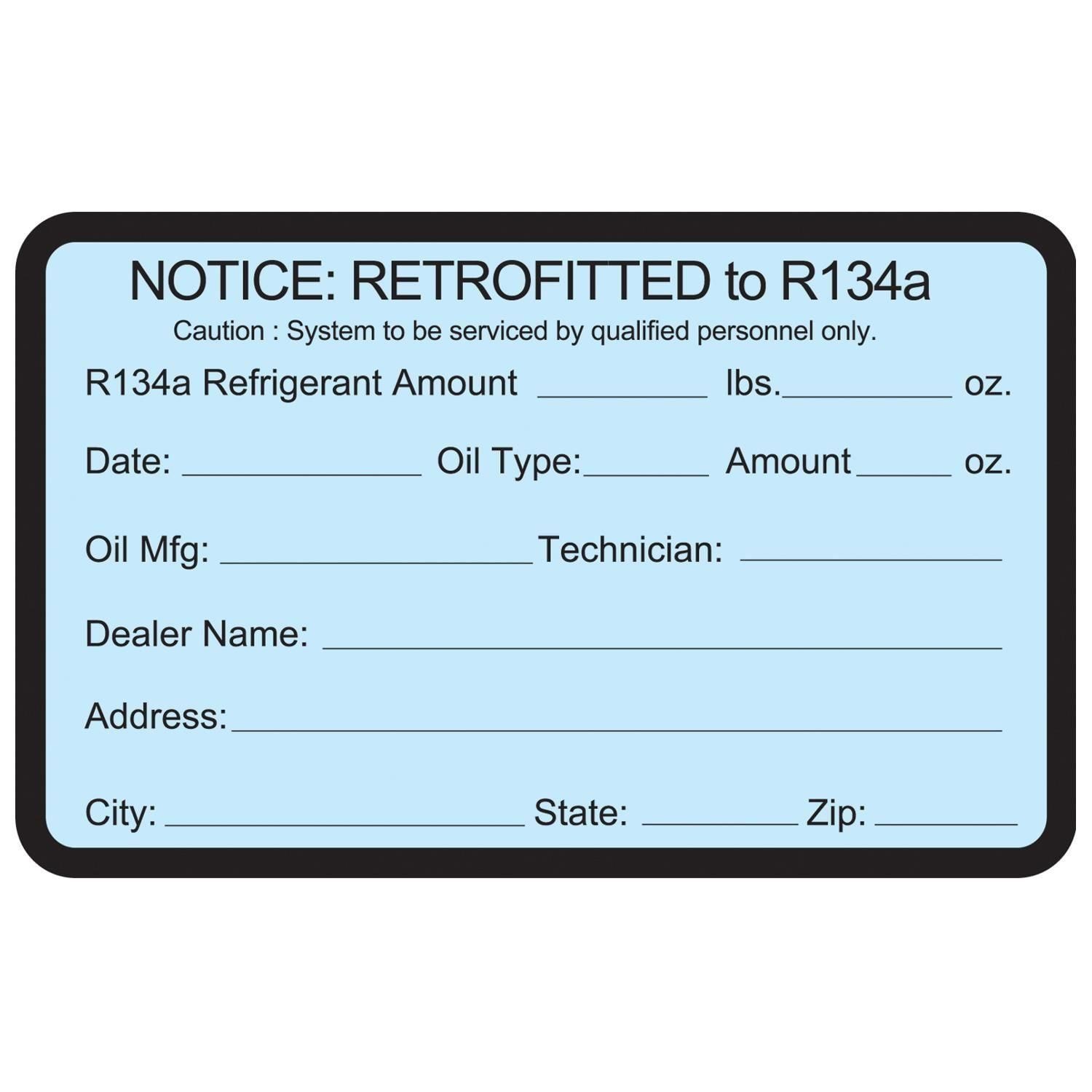 Santech R134A Retrofit Conversion Label 25 Piece AC Repair | AutoZone