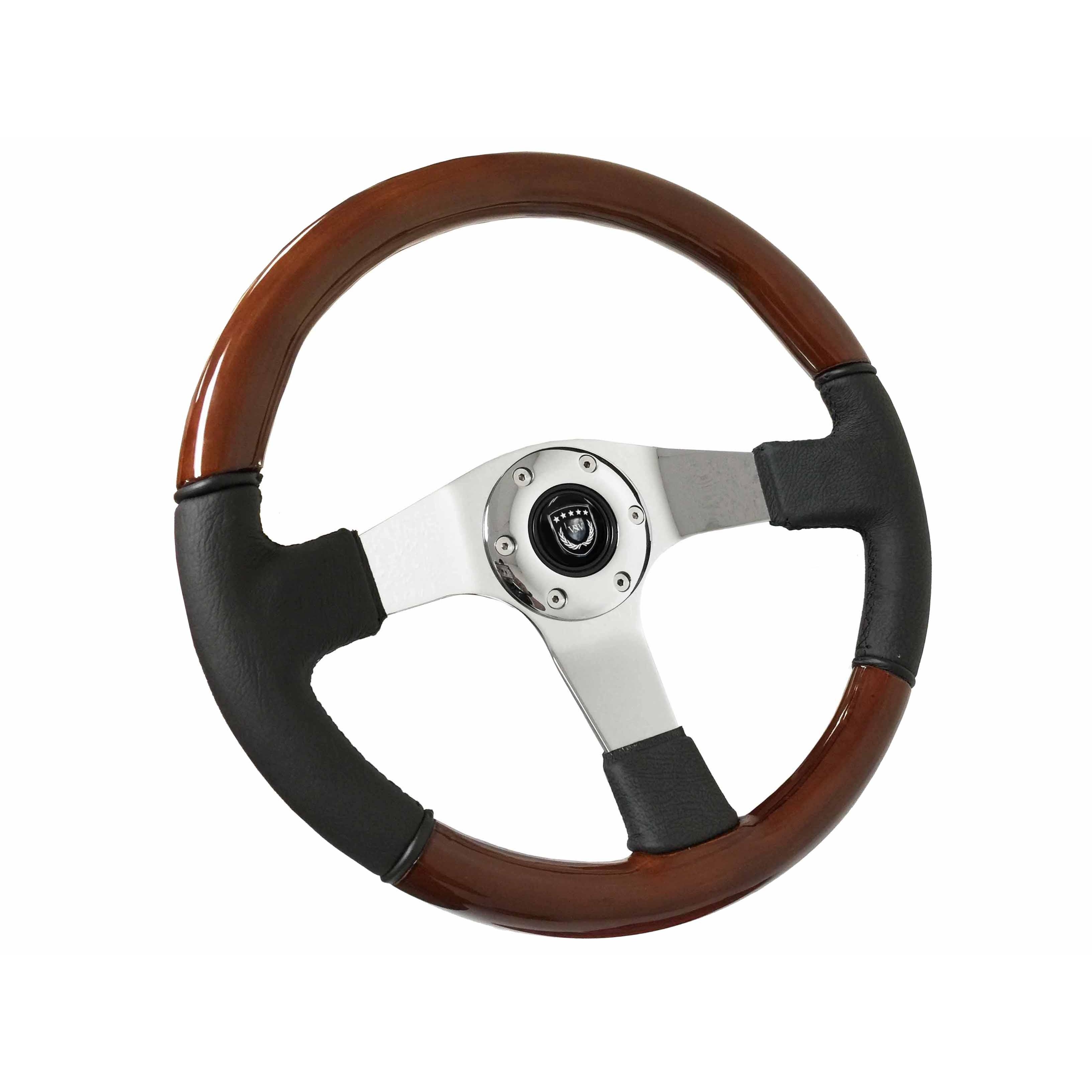 Auto Pro USA Auto Pro USA 14 in. Diameter Premium Black Leather ...
