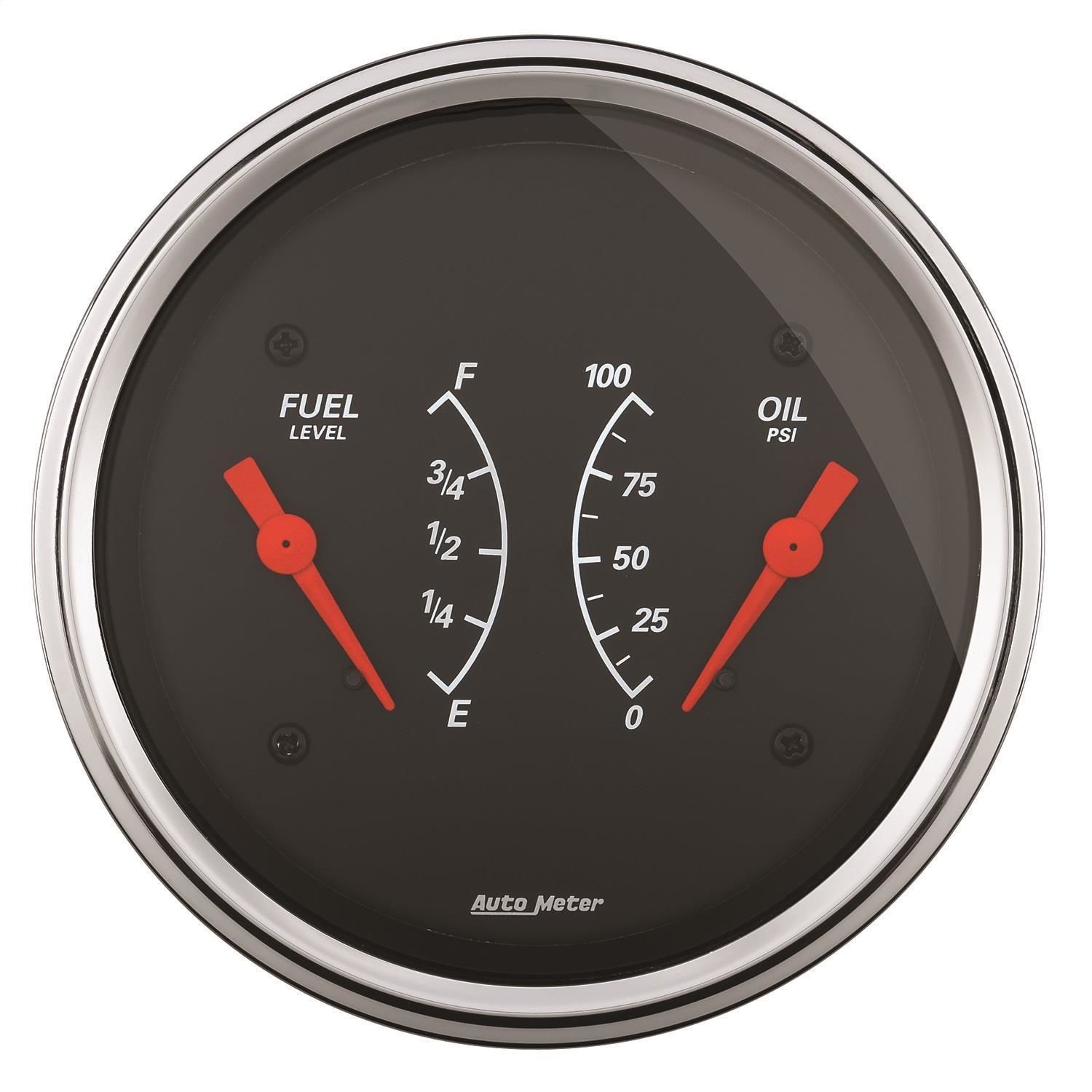AutoMeter Designer Black II 3 3/8in Fuel Level and Oil Pressure Dual ...