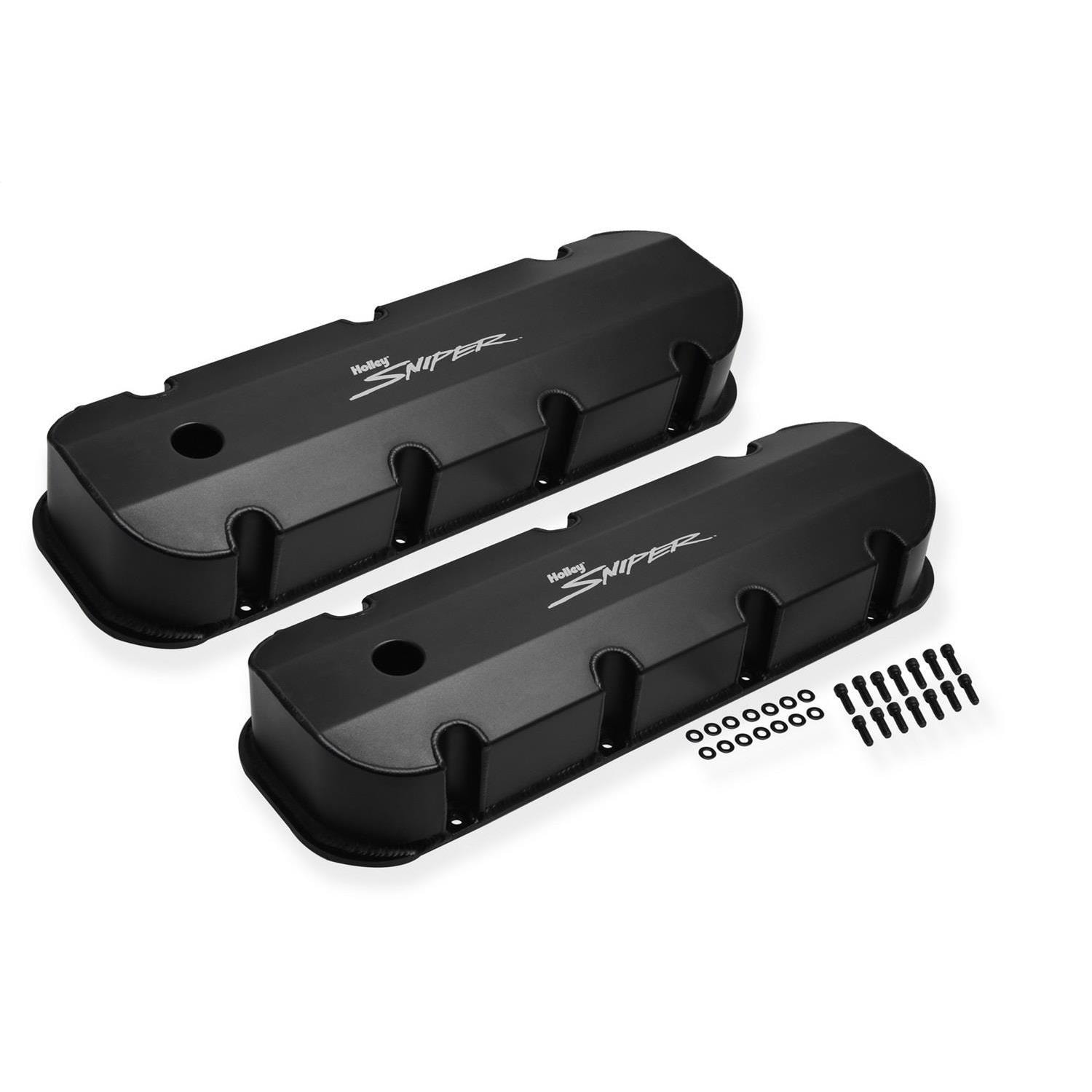 Holley Sniper EFI Black Finish Aluminum Valve Cover Set Tall Style with ...