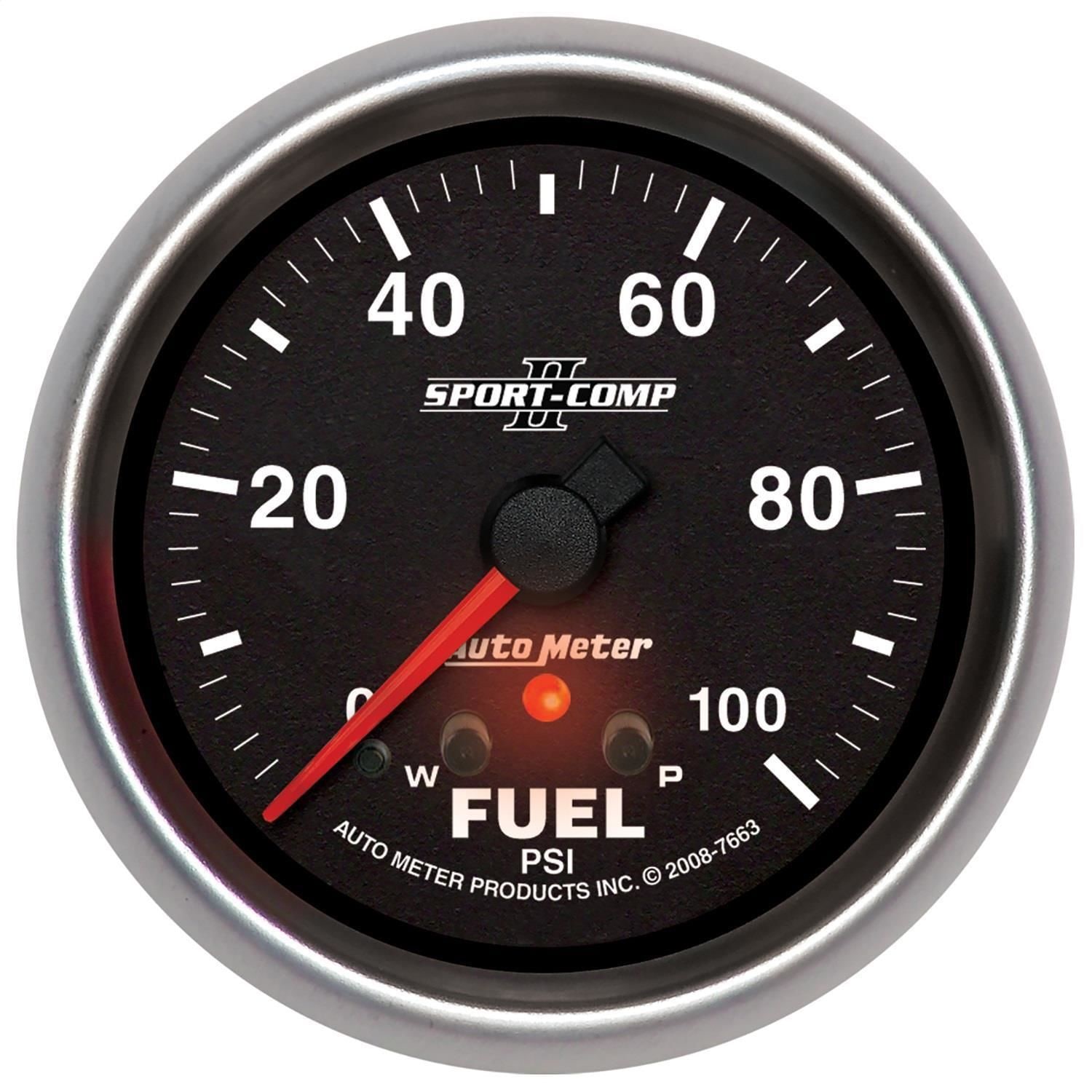 AutoMeter Sport-Comp II 2.10 in Black 0 PSI to 100 PSI Solid State Fuel ...