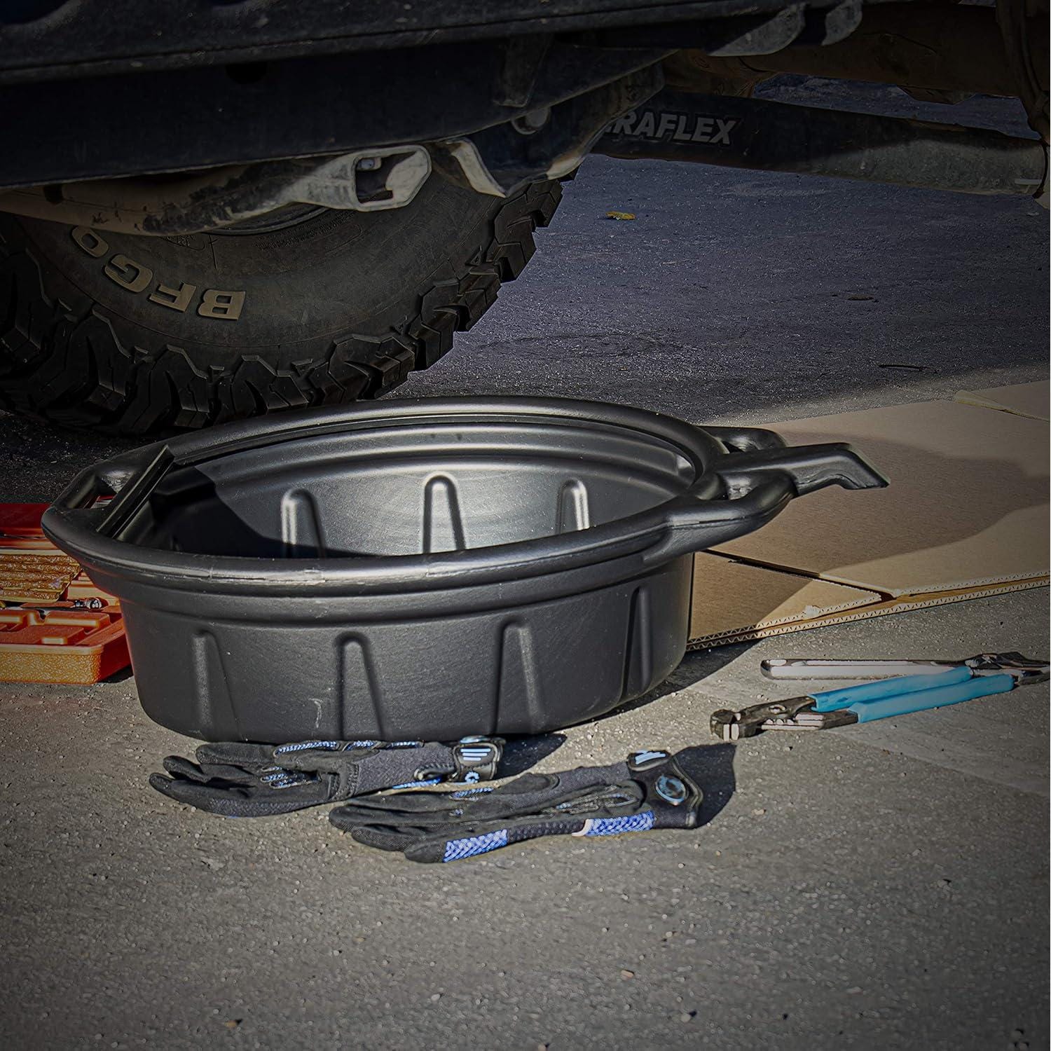 NEIKO Black Plastic, Anti Splash, Oil Drain Pan, 2 Gallon (8L) Capacity ...
