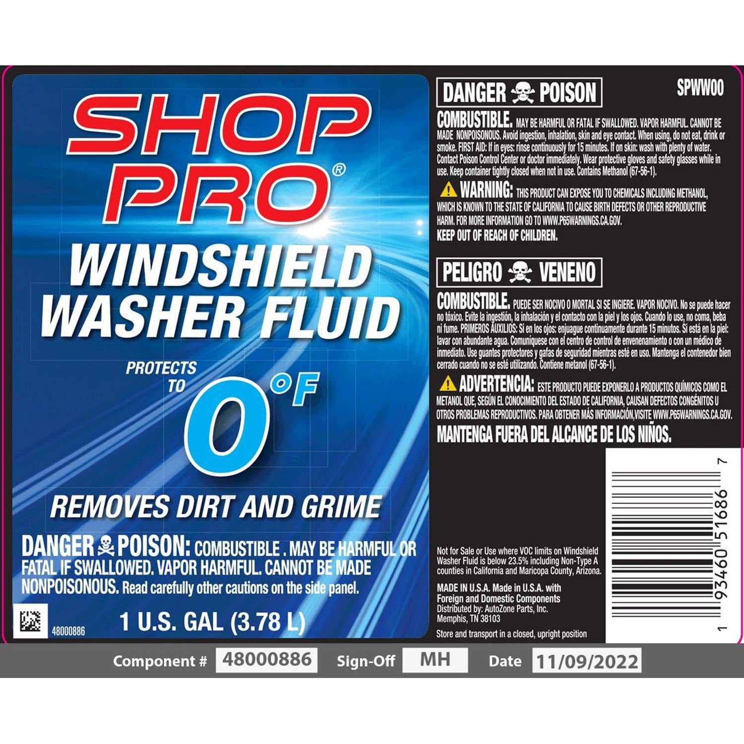 ShopPro 0 Degree Windshield Washer Fluid 1 Gallon | AutoZone