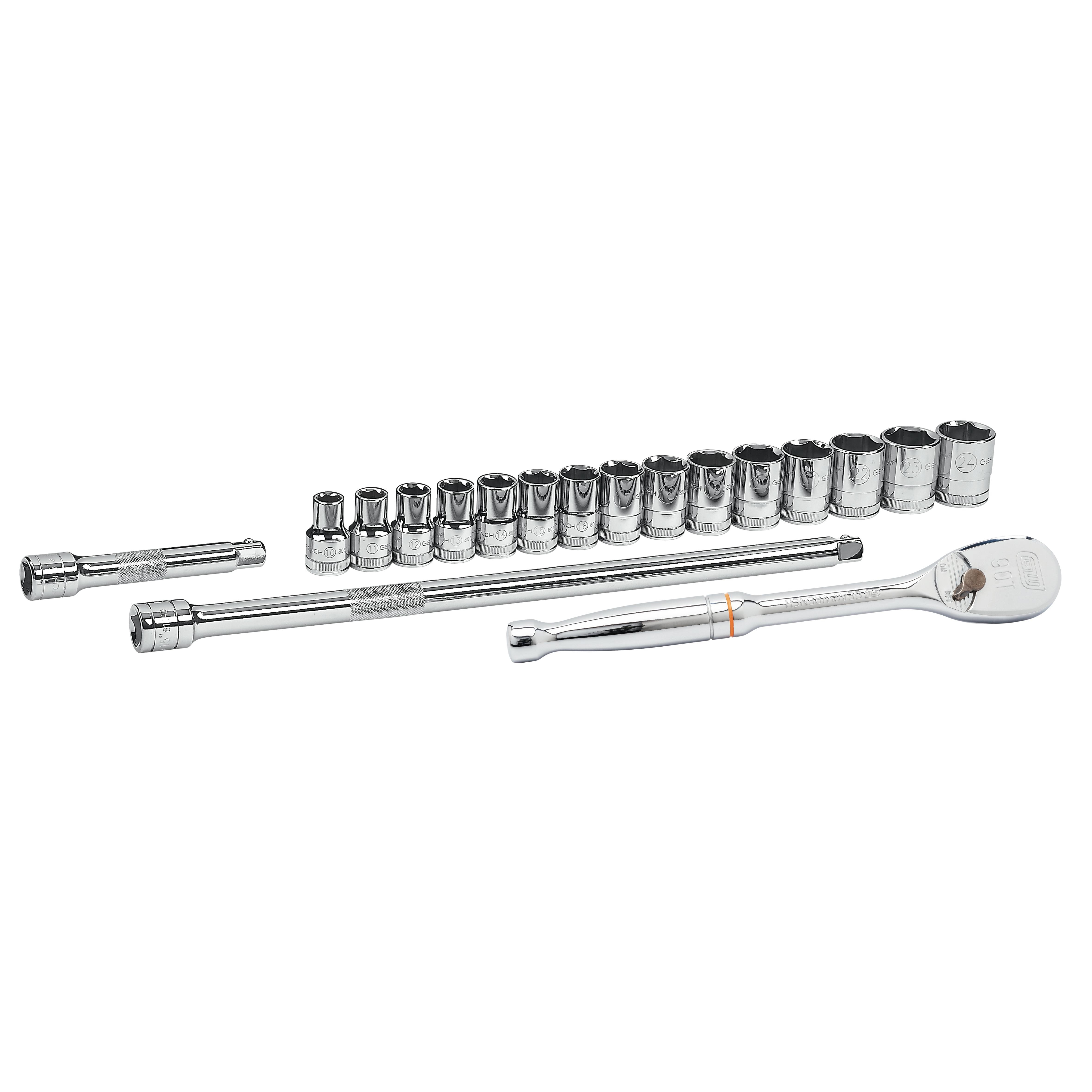GearWrench 1/2in Drive 6 Point Metric Socket Set 18 Piece | AutoZone