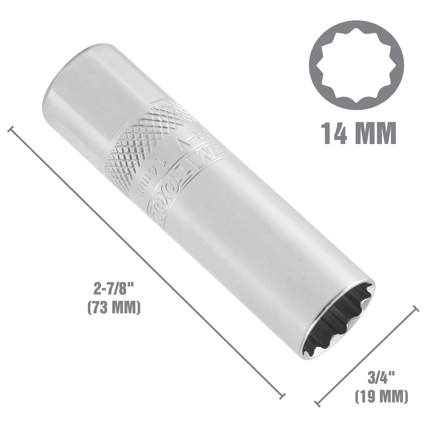 OEMTOOLS 3/8in Drive 14mm 12 Point Extra Thin Wall Spark Plug Socket ...