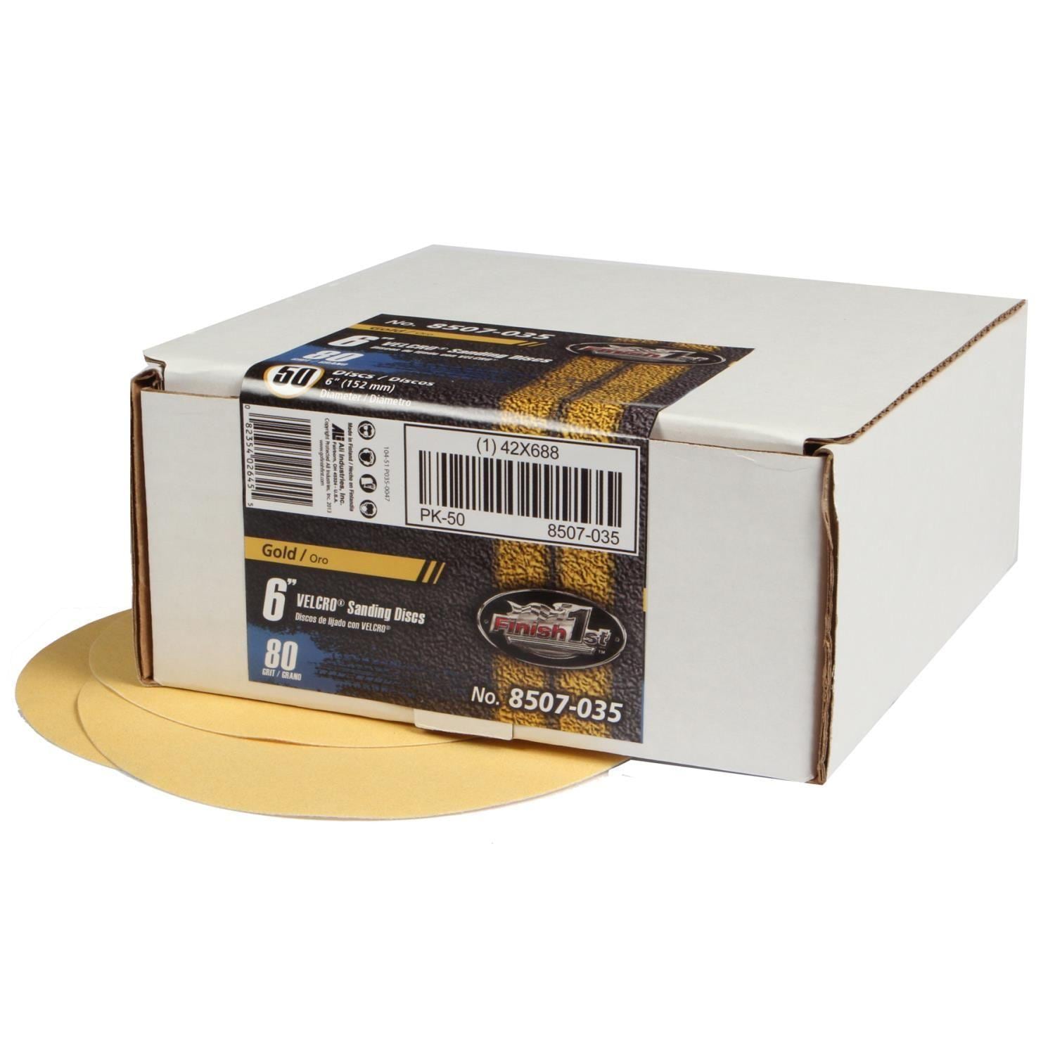Finish 1st 6in 80 Girt Gold Hook And Loop Disc 50 Pack | AutoZone