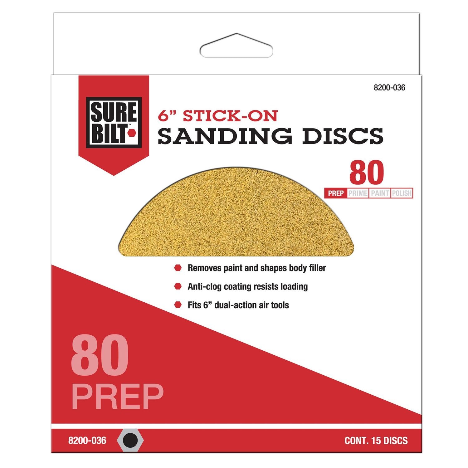 SureBilt 6in Gold Sanding Disc P80 Grit 15 Pack | AutoZone