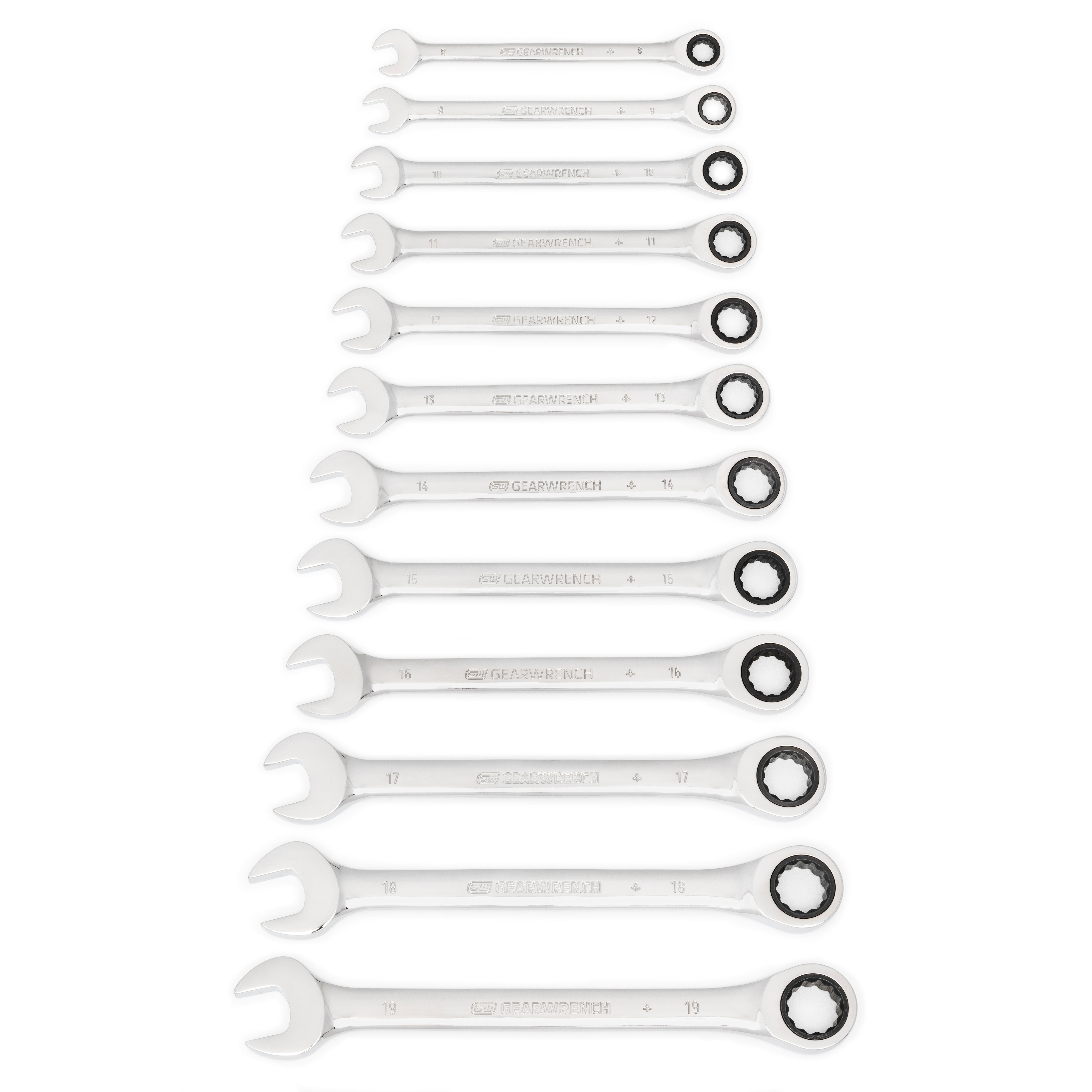 GearWrench 72-Tooth 12 Point Ratcheting Combination Metric Wrench Set ...