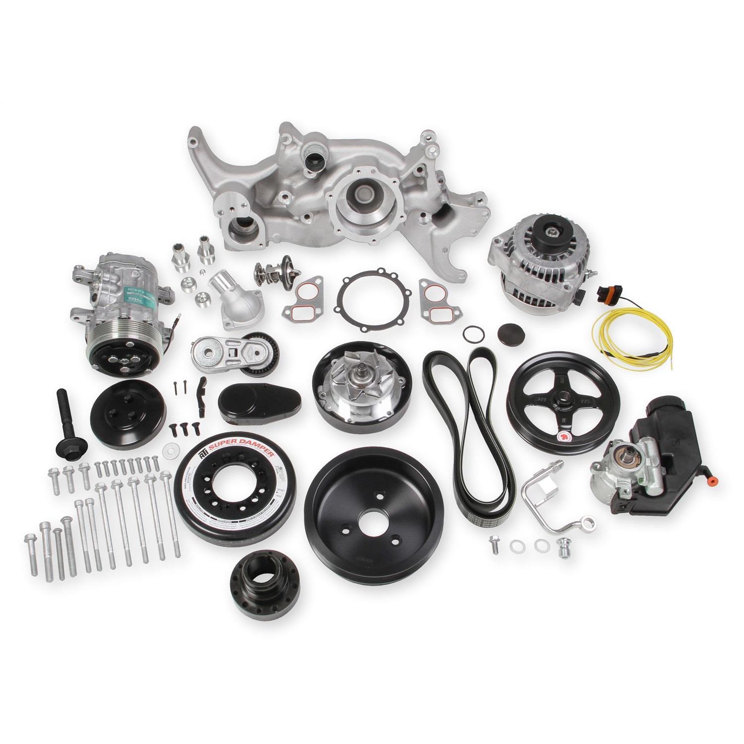 Holley Accessory Drive System Kit Natural Finish GM LS Mid-Mount ...