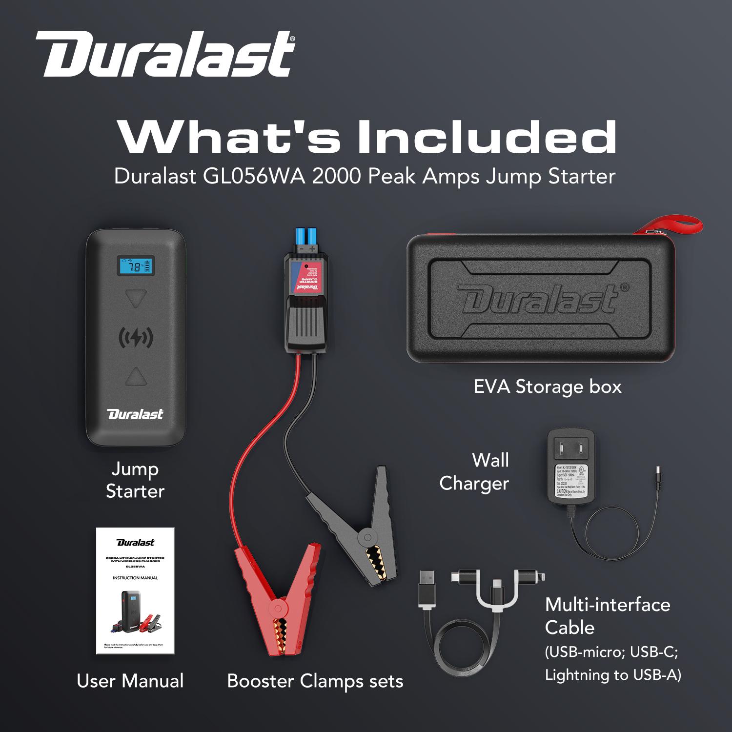 Duralast 2,000 Amps Lithium Portable Jump Starter and Power Pack DL ...