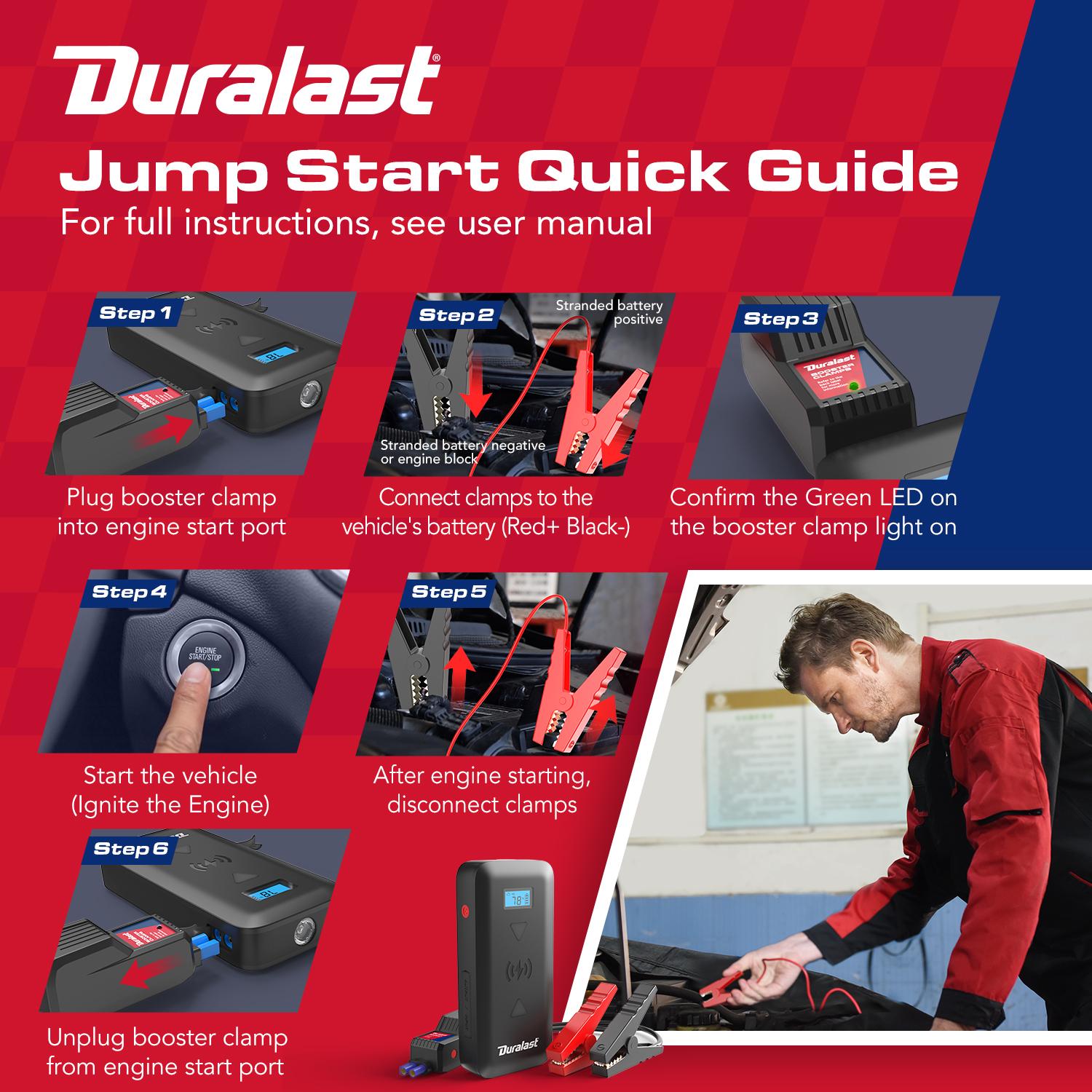 Duralast 2,000 Amps Lithium Portable Jump Starter and Power Pack DL ...
