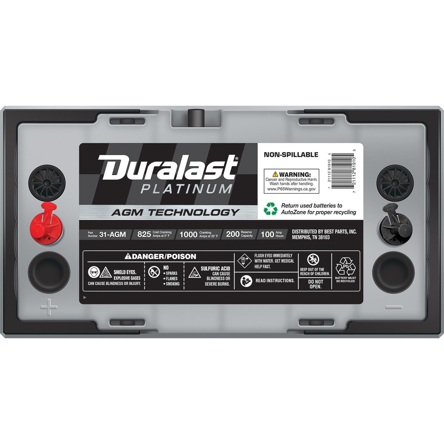 Duralast Platinum Group Size 31T Heavy Duty Absorbed Glass Mat (AGM ...