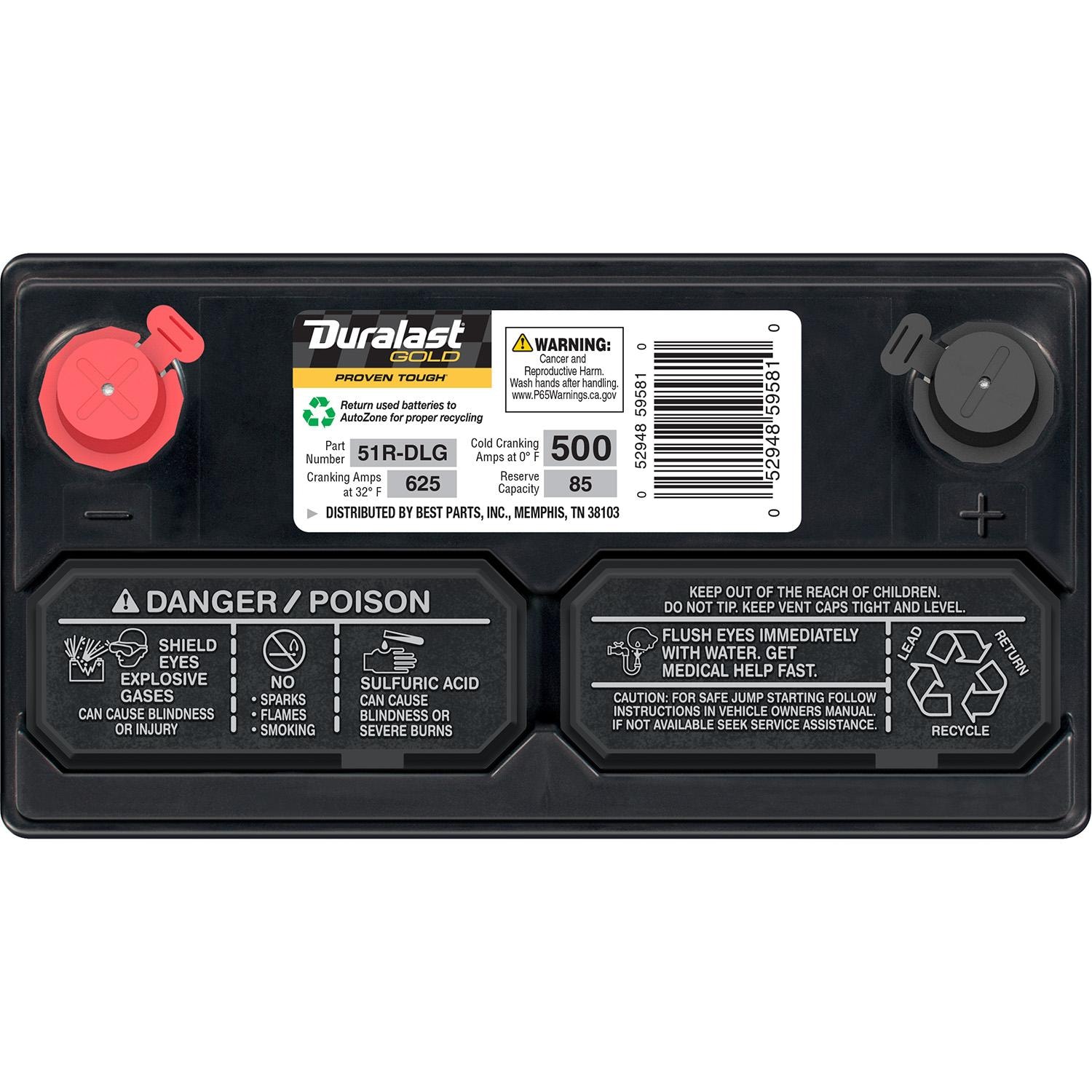 Duralast Gold Group Size 51R Battery 51R-DLG | AutoZone