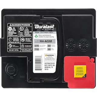 Duralast Platinum Group Size 140R / H4 Absorbed Glass Mat (AGM) Battery ...
