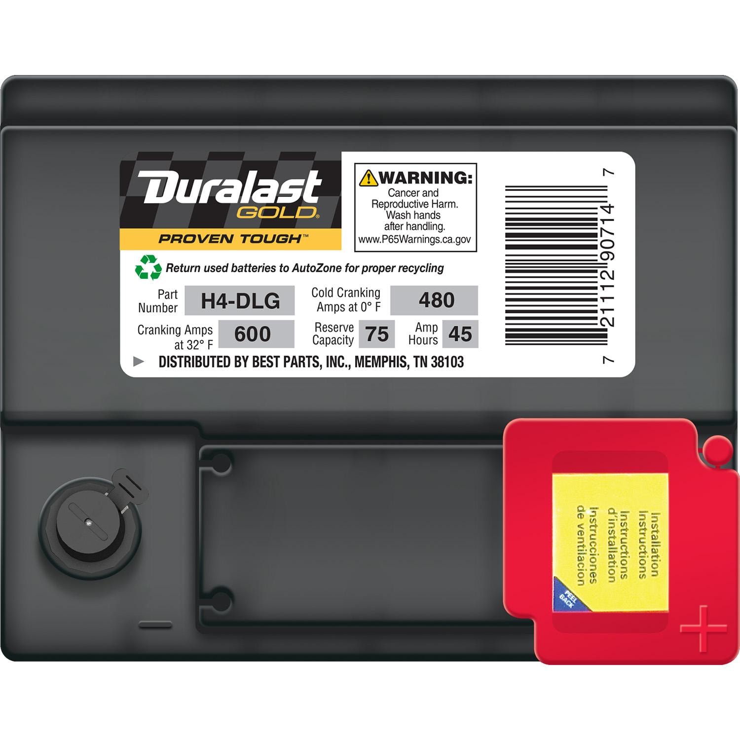 Duralast Gold Group Size 140R / H4 Battery H4-DLG | AutoZone