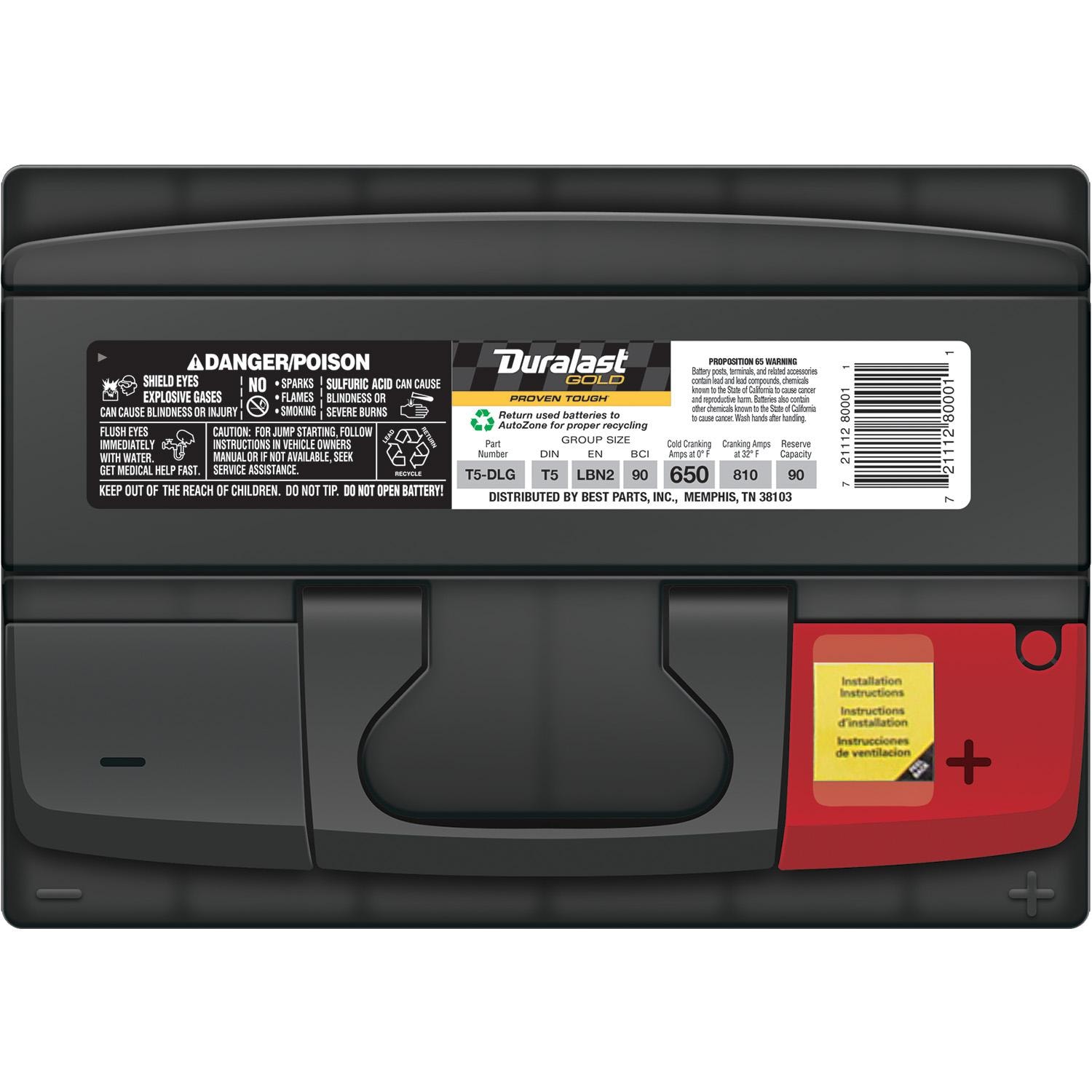 Duralast Gold Group Size 90 / T5 Battery T5-DLG | AutoZone