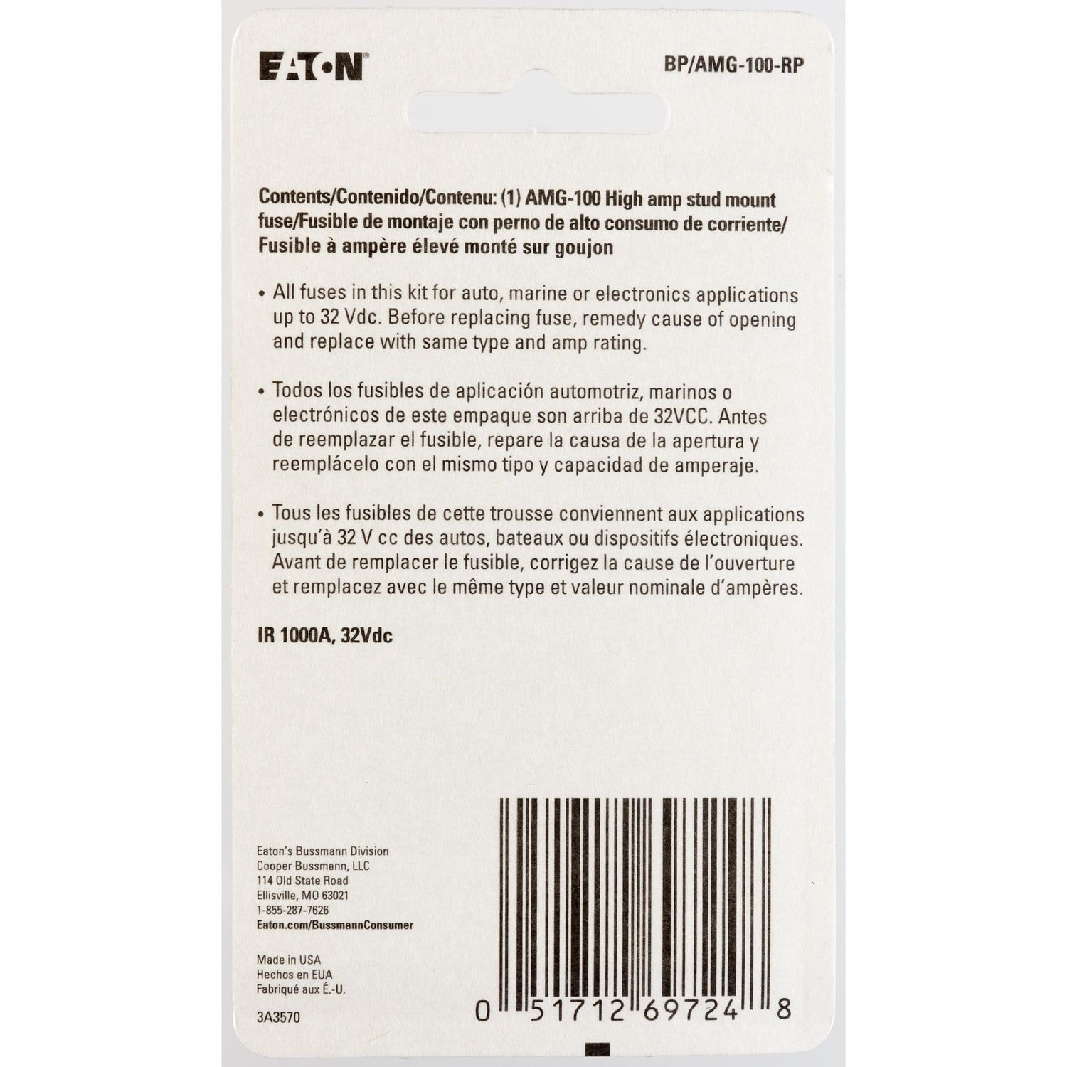 Bussmann 100 Amp High Current Stud Mount Fuse | AutoZone