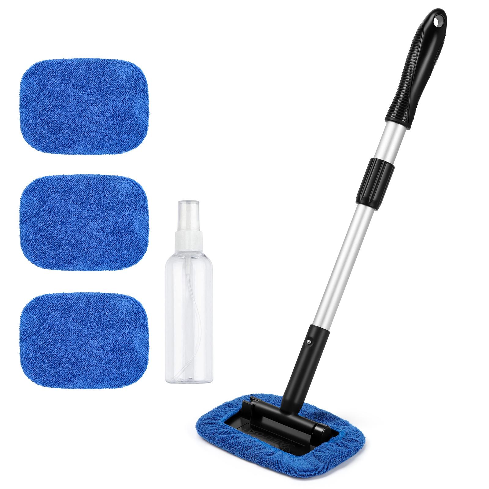 AstroAI Blue Microfiber Windshield Cleaner Kit with 4 Reusable Pad ...