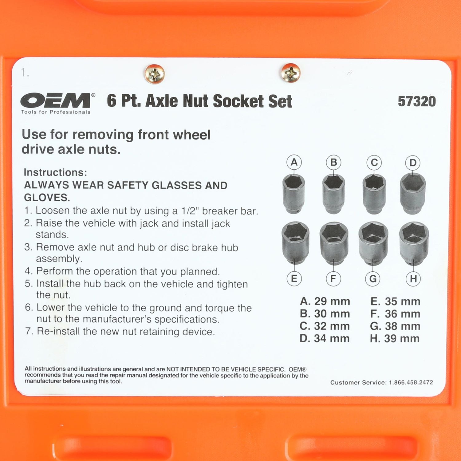 OEMTOOLS 1/2in Drive 6 Point Axle/Spindle Nut Socket Set 8 Piece | AutoZone