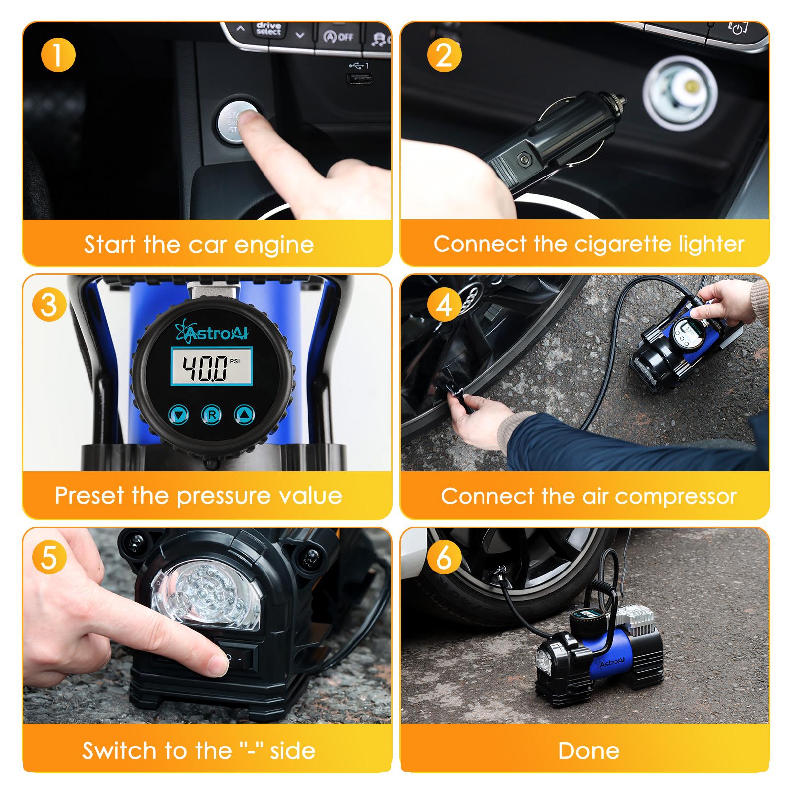 AstroAI 12 Volt DC 150 PSI Tire Inflator Portable Air Compressor | AutoZone