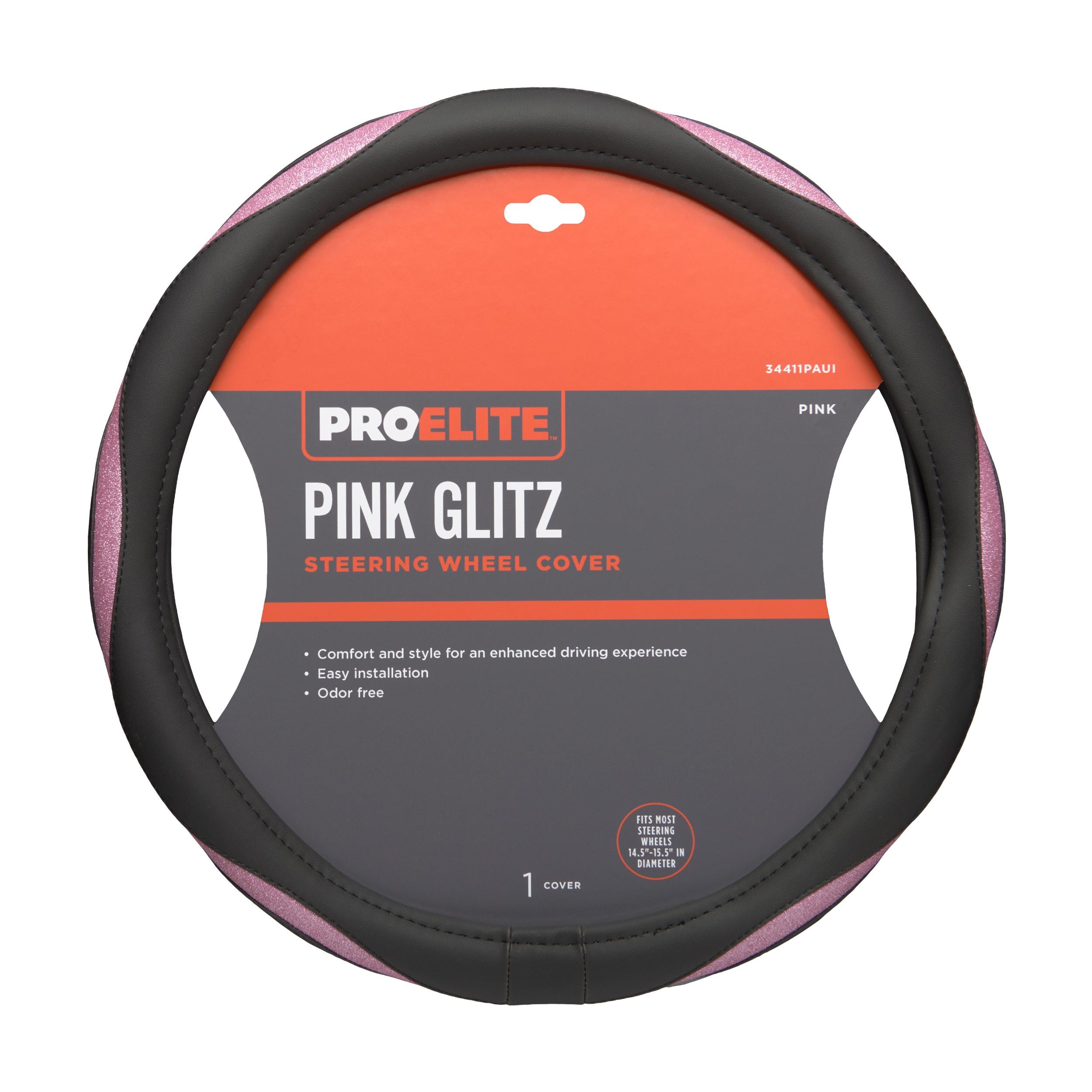 ProElite Pink Glitz Steering Wheel Cover | AutoZone