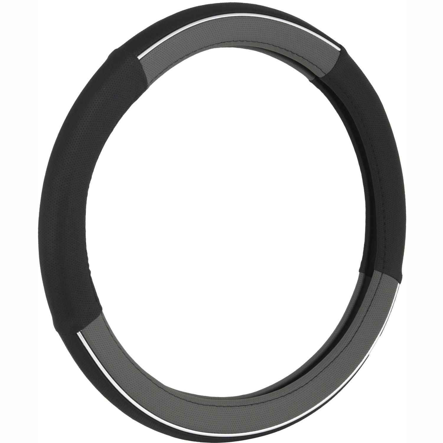 ProElite Black and Gray with Chrome Steering Wheel Cover | AutoZone