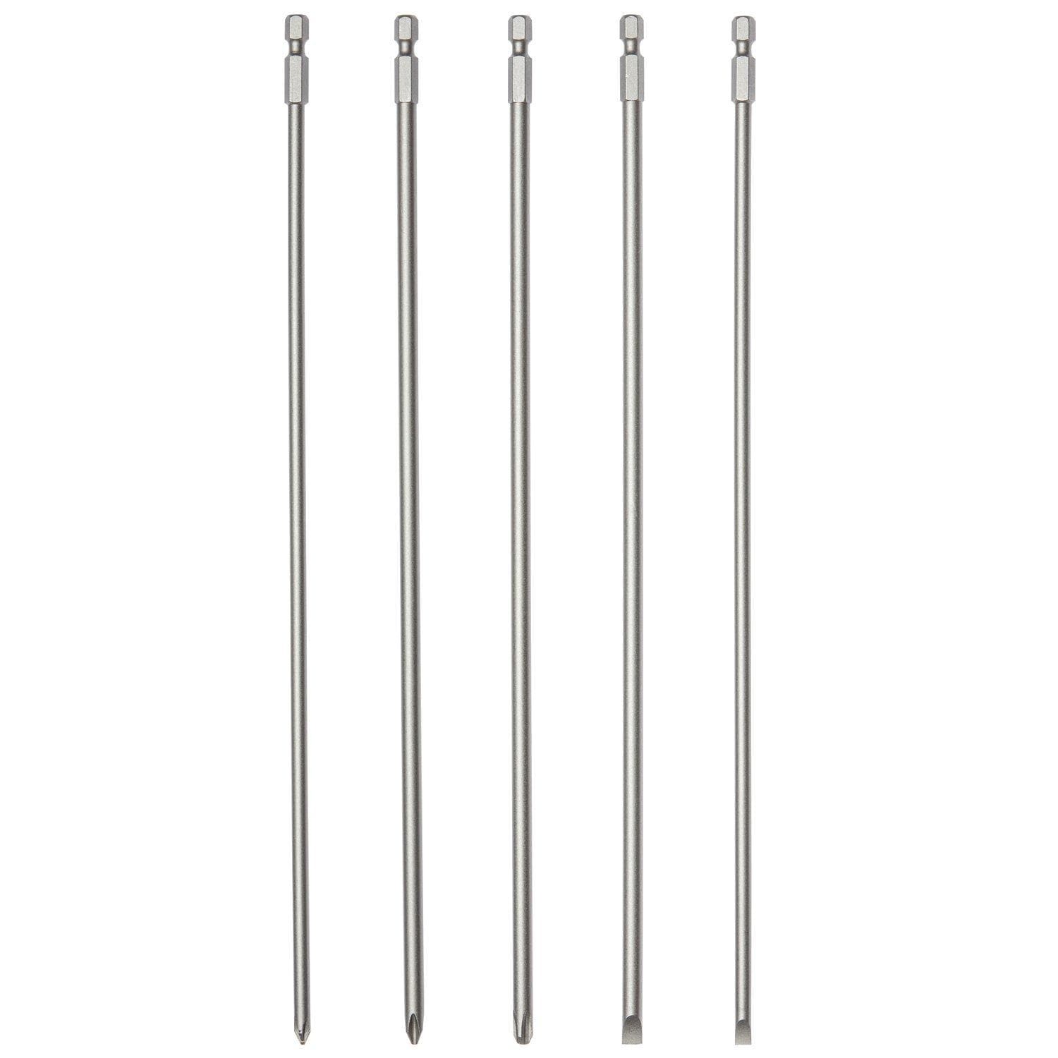 NEIKO 12in Length, Phillips and Slotted Extra Long Bit Set, 5 Piece ...