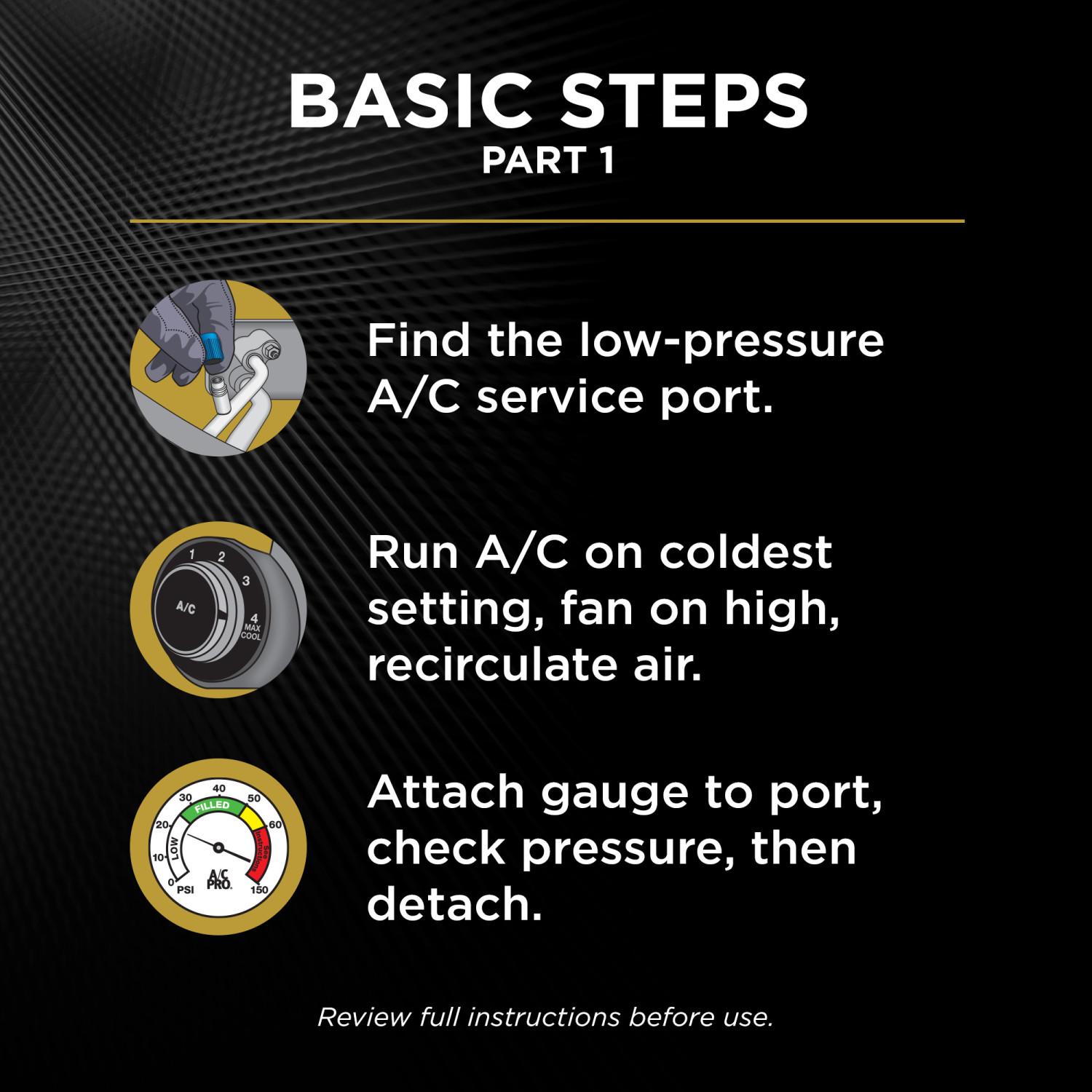 A/C Pro High Mileage R-134a Refrigerant with Stop Leak and UV Dye ...