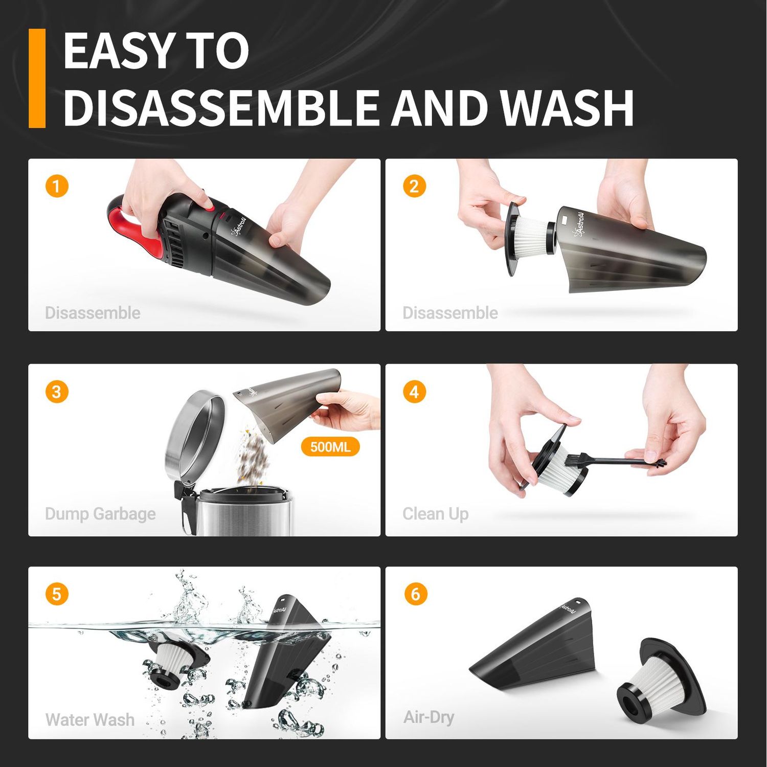 AstroAI 12V DC Car Vacuum Cleaner Cleaning Kit with 3 Filters | AutoZone